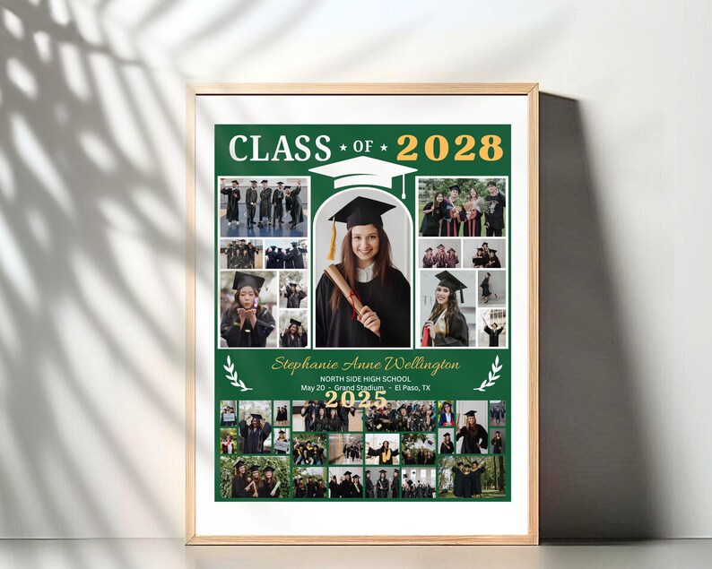 Editable 2026 GRADUATION Photo Collage Poster TEMPLATE, Printable 16x20 ...