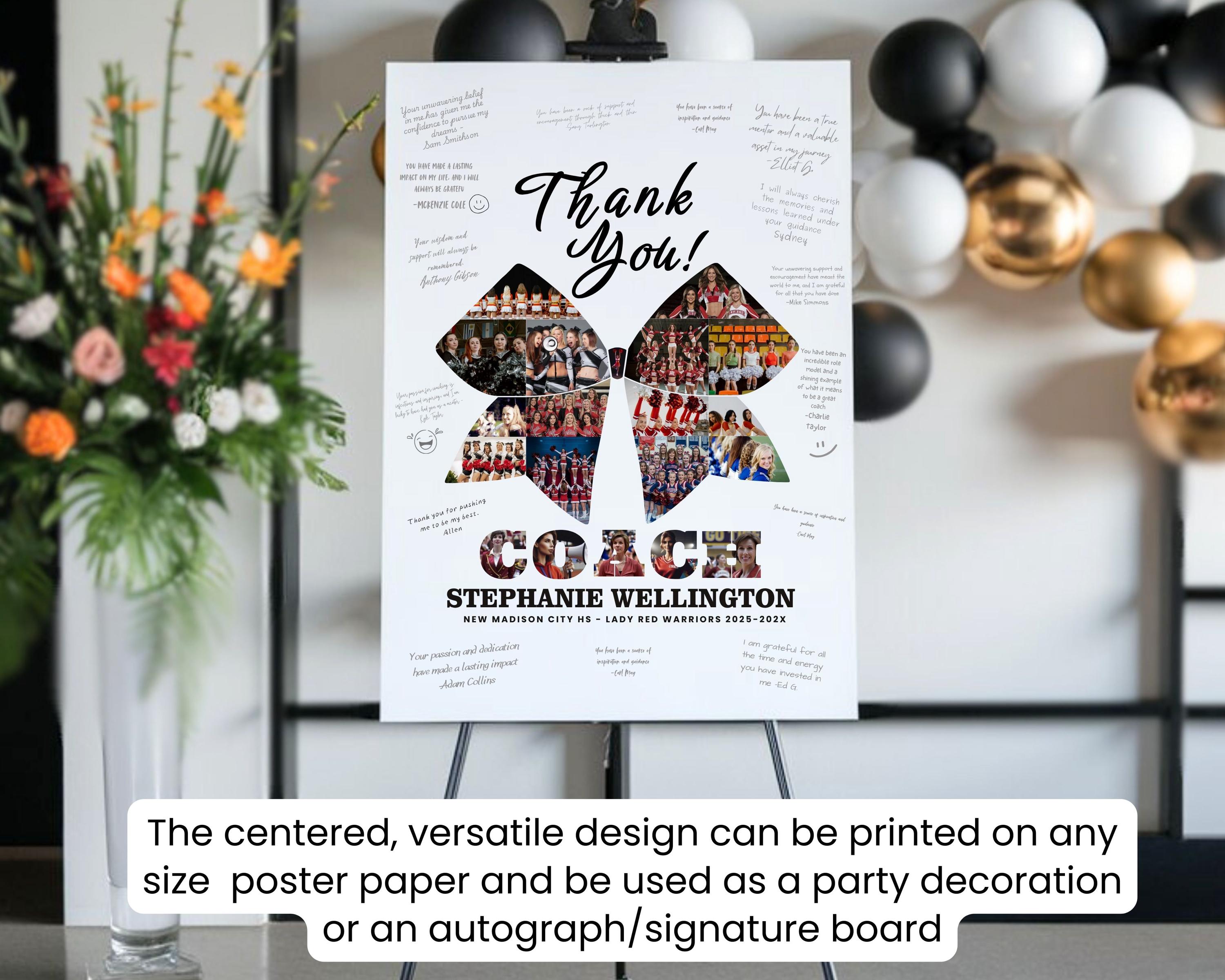 Editable CHEER Coach Signing Board TEMPLATE, Custom Printable Hair Bow ...