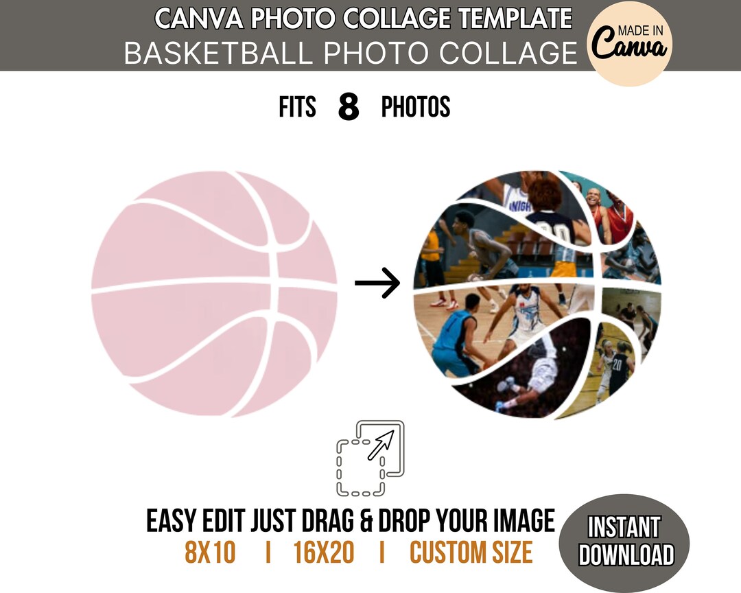 BASKETBALL Photo COLLAGE Canva Template Sports Team Design Basketball ...