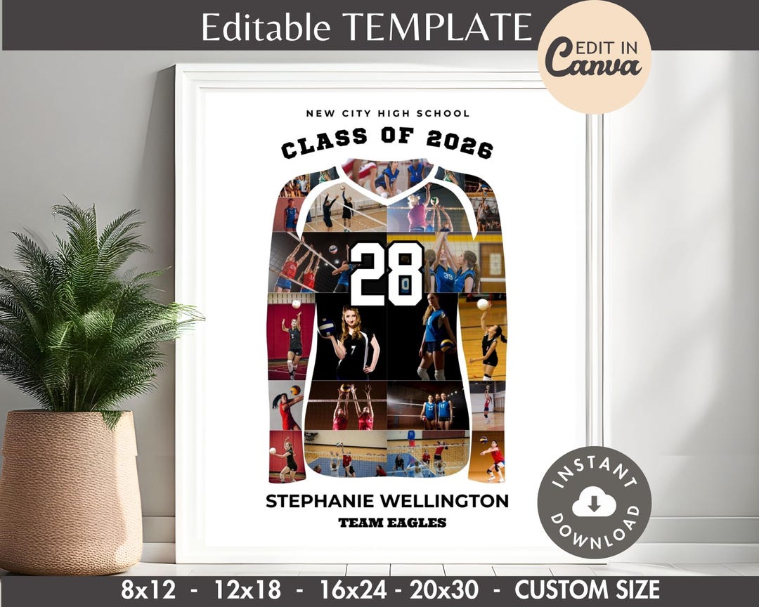 Editable VOLLEYBALL Long Sleeves Shirt Photo Collage TEMPLATE ...
