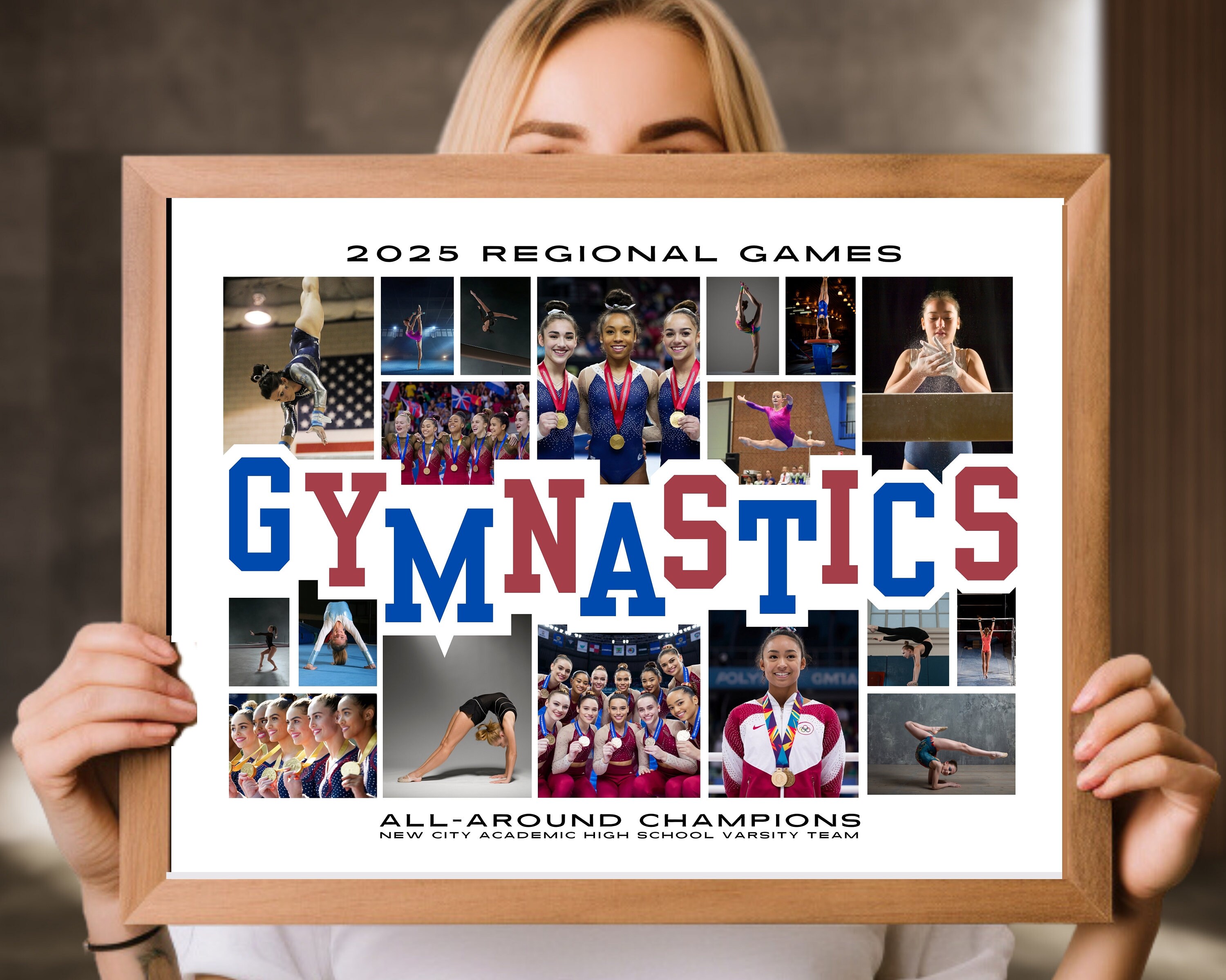 Editable 18-photo GYMNASTICS Collage Canva TEMPLATE Sports Team Poster ...