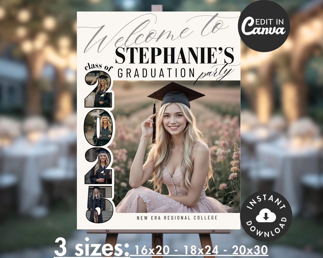Editable Graduation Party Welcome Sign Class of 2025 Poster TEMPLATE ...