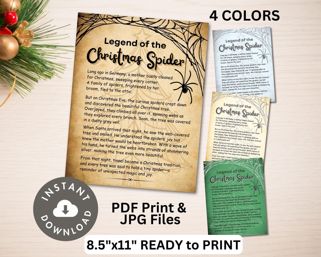 The Legend of the Christmas Spider PDF Print & JPG File Digital ...