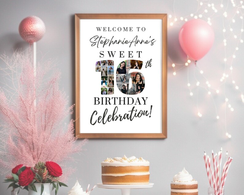 16th Birthday Number 16 Photo Collage Poster: DIY 16-picture Welcome ...
