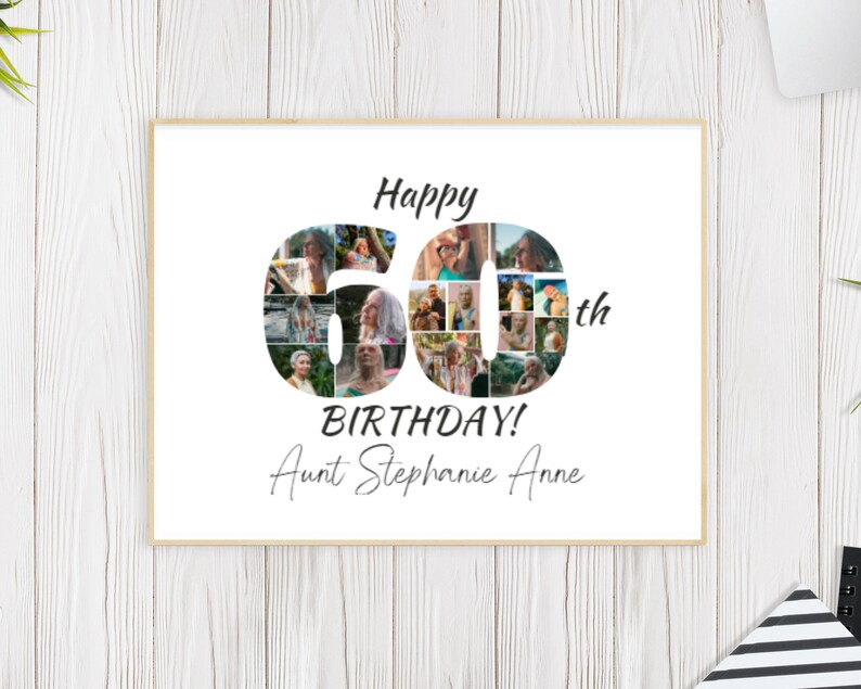 16-photo 60th Birthday Collage Pic Template Number 60 - Etsy