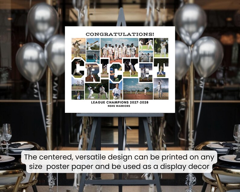 CRICKET Photo Collage Canva TEMPLATE, Customizable Sports Team Poster ...