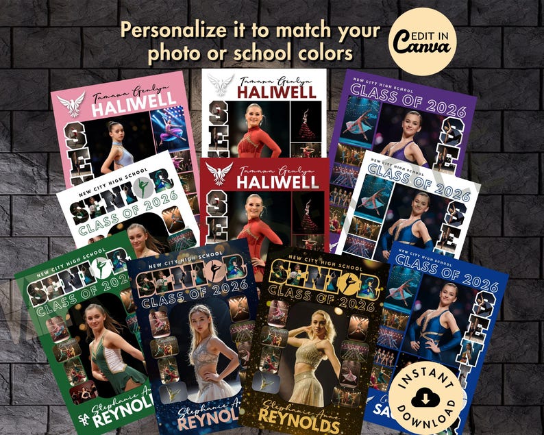 Dance SENIOR Photo Collage TEMPLATE Personalized Dancing Team Poster ...
