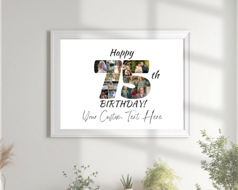 75th Birthday Photo Collage Number 75 Years Printable Banner - Etsy