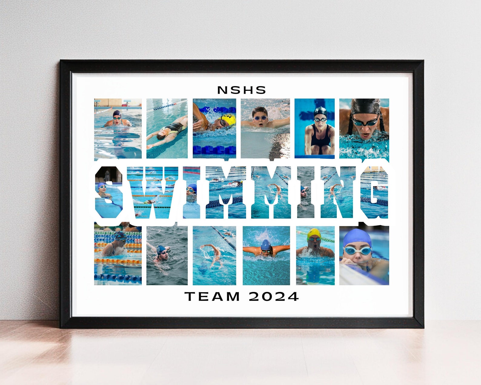 Editable 20-photo SWIMMING Collage Canva TEMPLATE Sports Team Poster ...