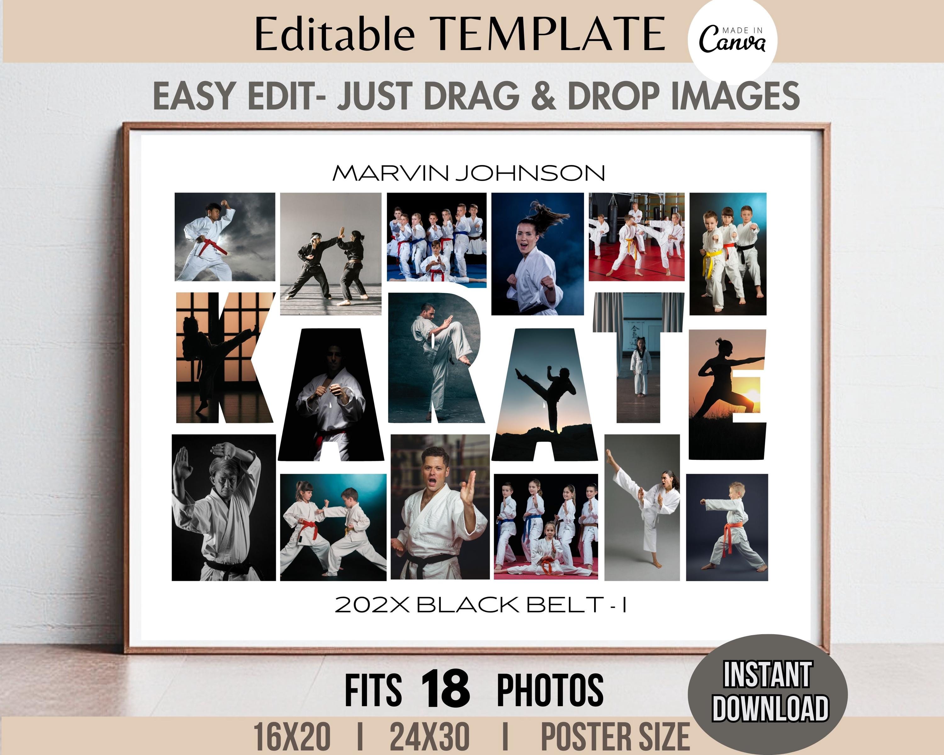 Editable KARATE Photo Collage Frame Canva TEMPLATE Printable Martial ...