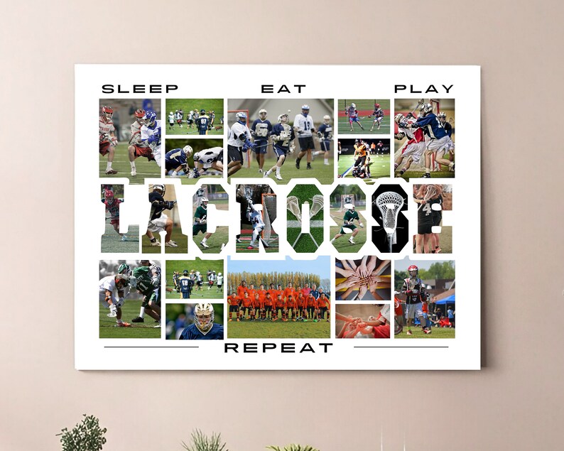 Editable 22-photo LACROSSE Word Collage Canva TEMPLATE Sports Team ...
