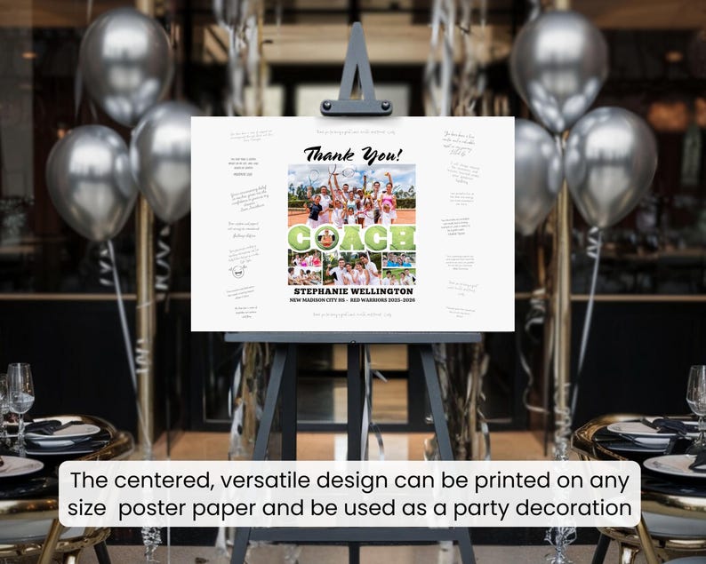 Editable Tennis COACH Signing Frame Canva TEMPLATE Word Photo Collage ...