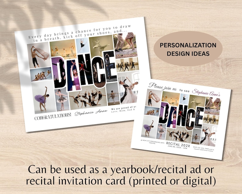 Editable DANCE Photo Collage Frame Canva TEMPLATE Custom Dancing ...