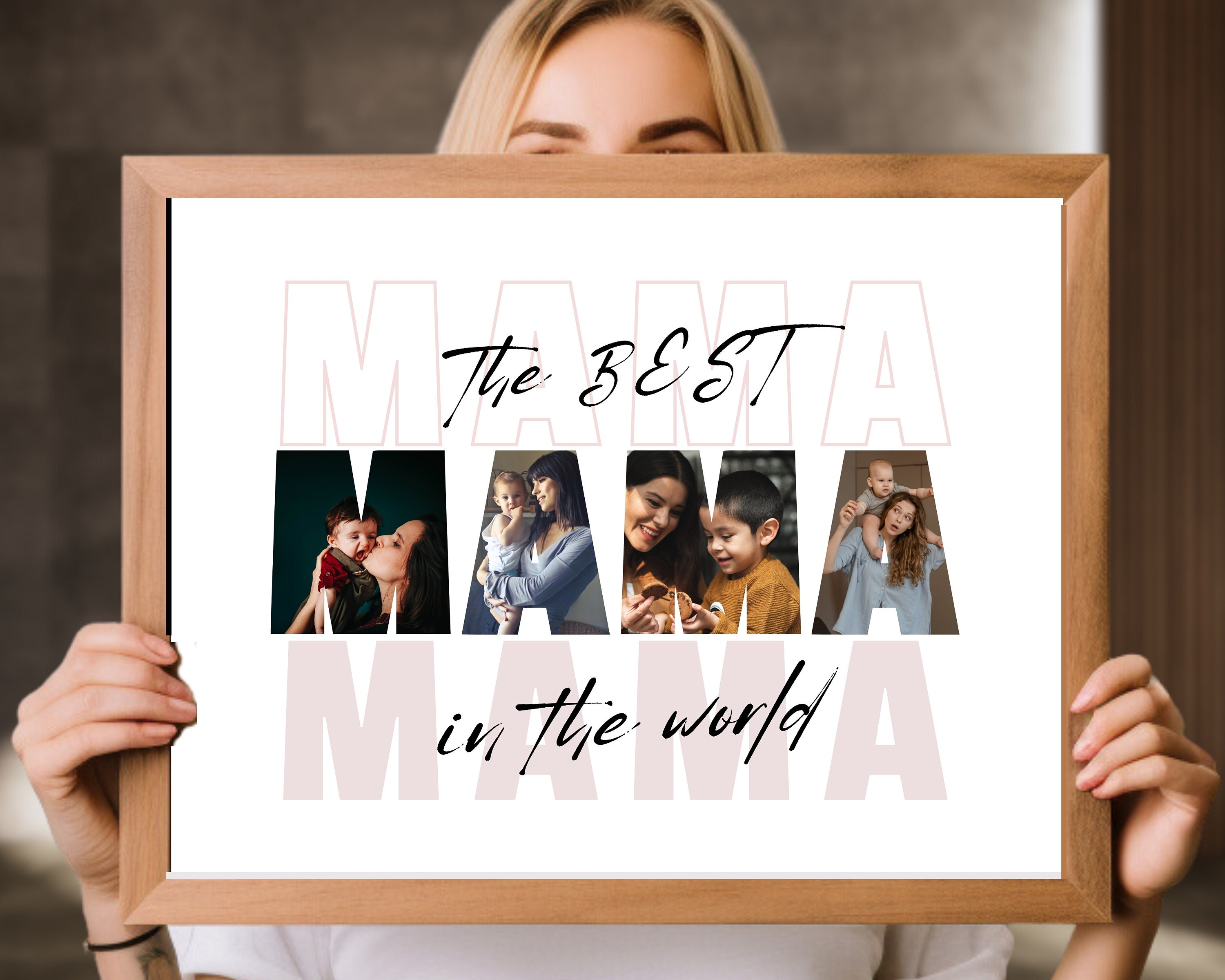 Editable MAMA Word 4-photo Collage Wall Decor TEMPLATE Customizable DIY ...