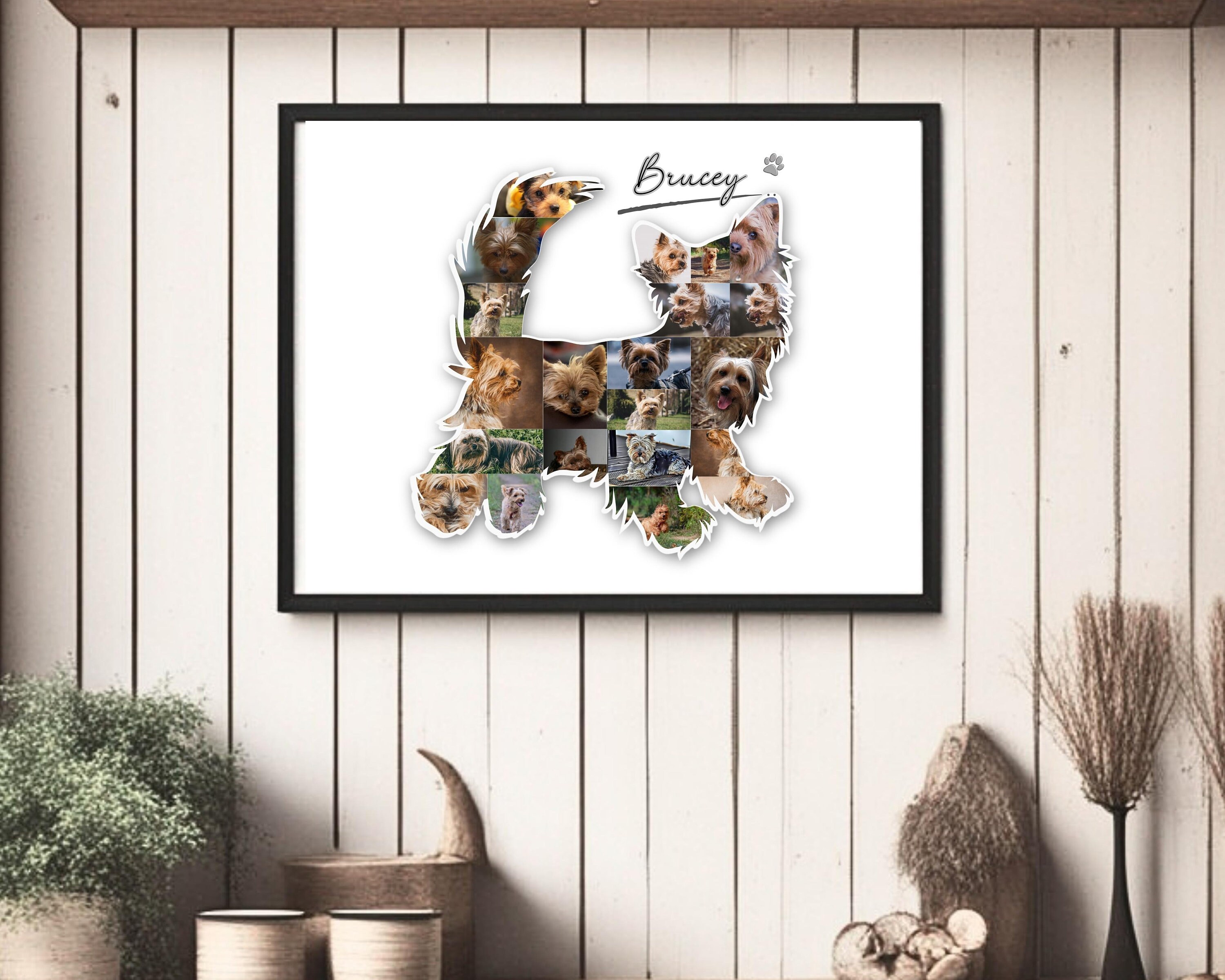 Editable Yorkie Mix DOG Photo Collage Canva TEMPLATE Printable Wall Art ...