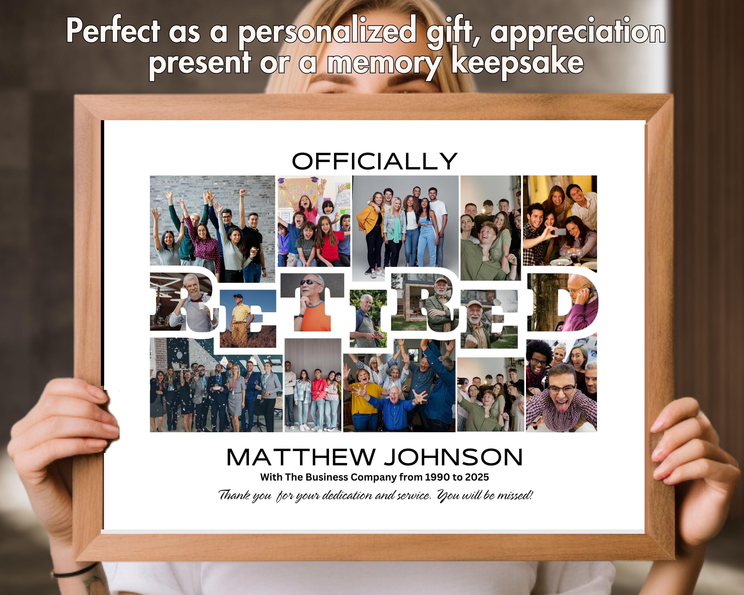 RETIRED Photo Collage Word Frame Editable Canva TEMPLATE Printable ...