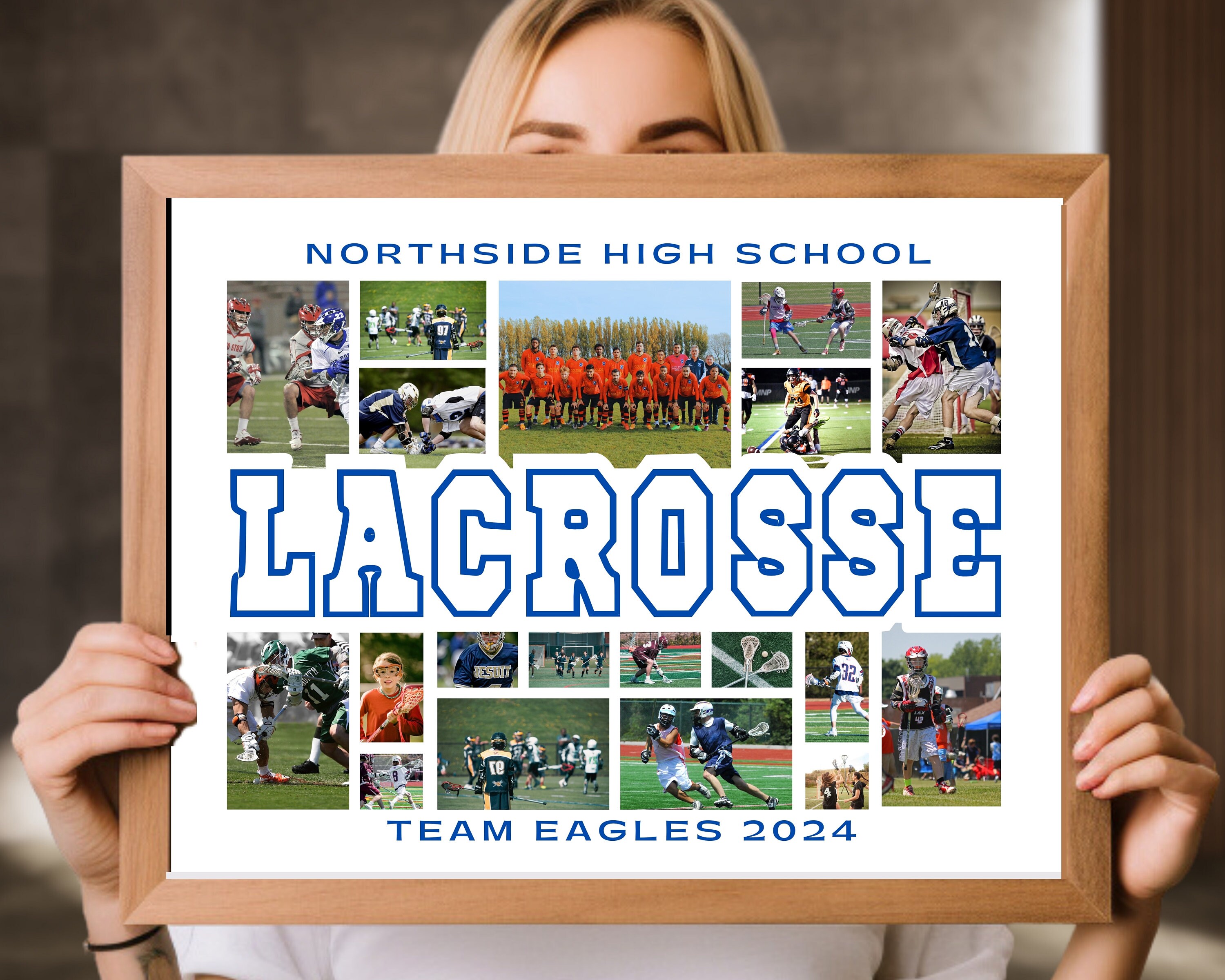 Editable 19-photo LACROSSE Word Collage Canva TEMPLATE Sports Team ...