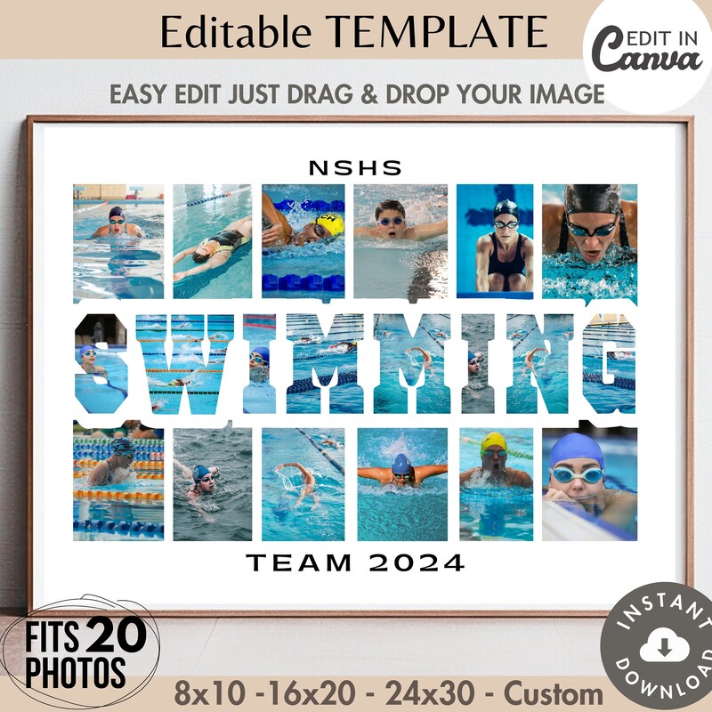 Swimming Poster - Etsy