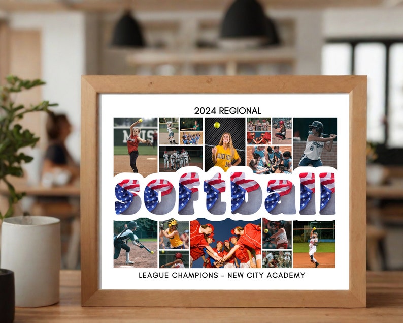 Editable SOFTBALL Photo Collage Canva TEMPLATE, Printable Team Poster ...