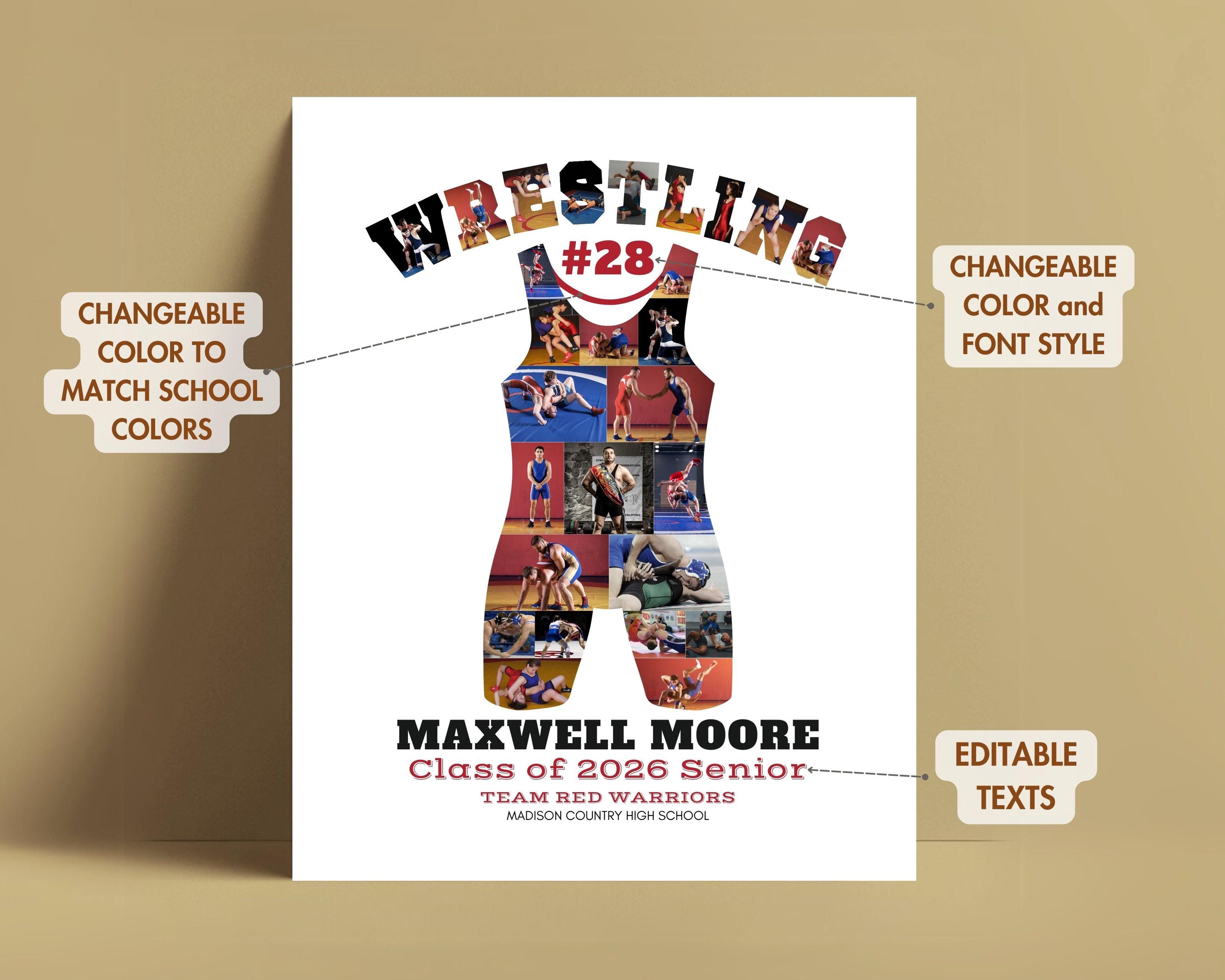 Editable WRESTLING Suit Photo Collage Frame TEMPLATE, Printable ...