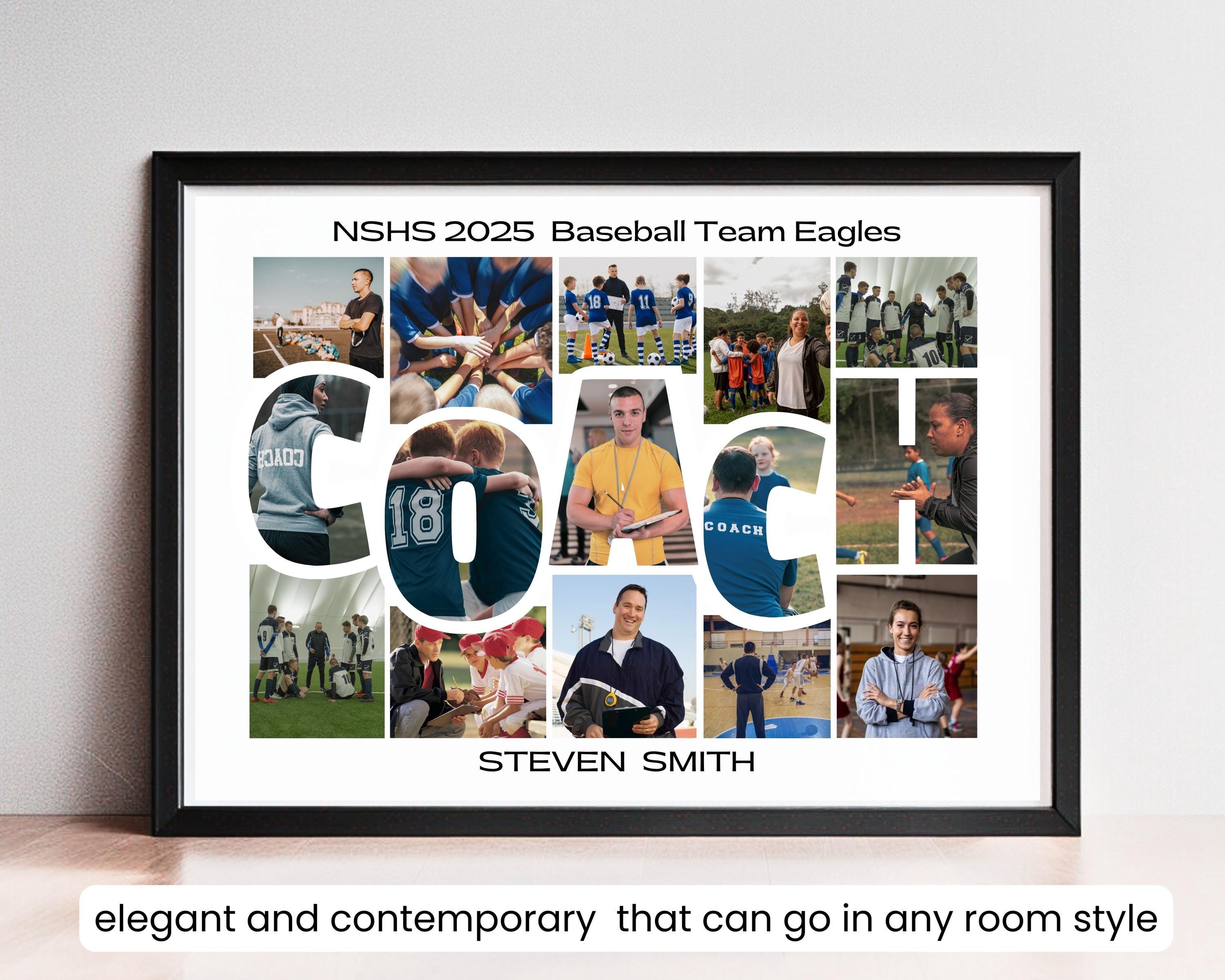 Editable COACH Word Photo Collage Frame Canva TEMPLATE Printable Poster ...