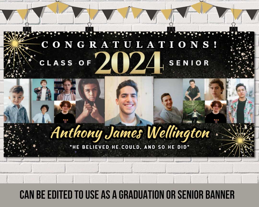 3'x6' Editable BANNER Canva TEMPLATE Graduation Photo Collage Senior ...