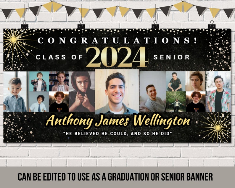 3'x6' Editable BANNER Canva TEMPLATE Graduation Photo Collage Senior ...