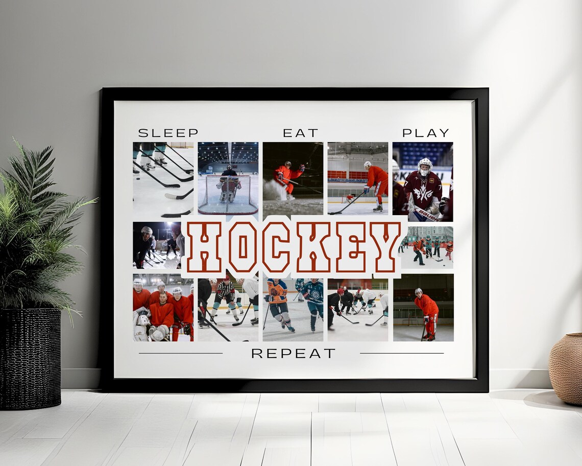 Editable Play HOCKEY Photo Collage Canva TEMPLATE Sports Team - Etsy