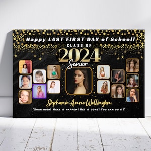 24x36 2024 Graduation Photo Collage Poster/banner TEMPLATE Senior Last ...