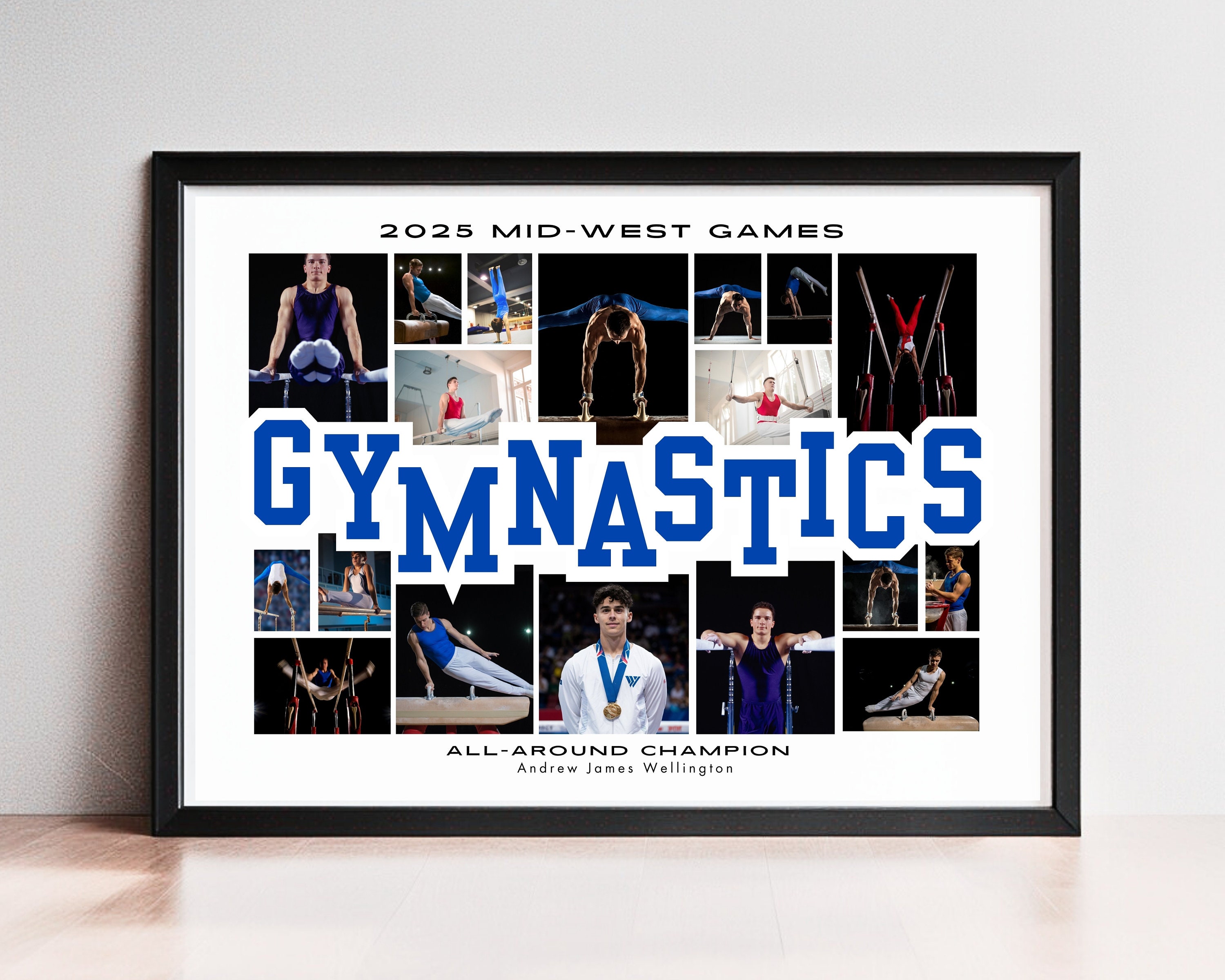 Editable 18-photo GYMNASTICS Collage Canva TEMPLATE Sports Team Poster ...