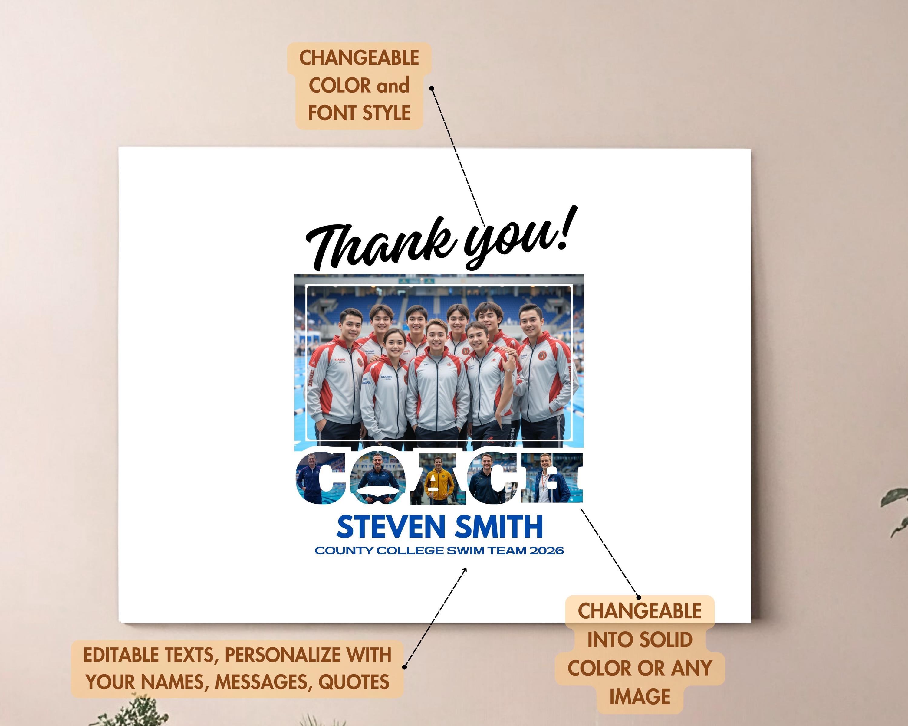 Editable Swim COACH Signing Board Canva TEMPLATE, Printable Swimming ...