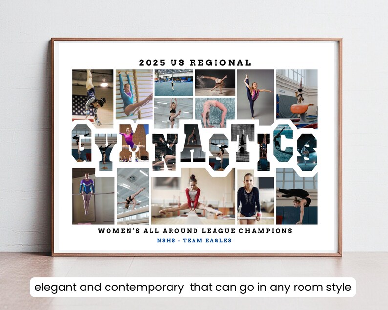 Editable GYMNASTICS Word Photo Collage TEMPLATE Printable Sports Team ...