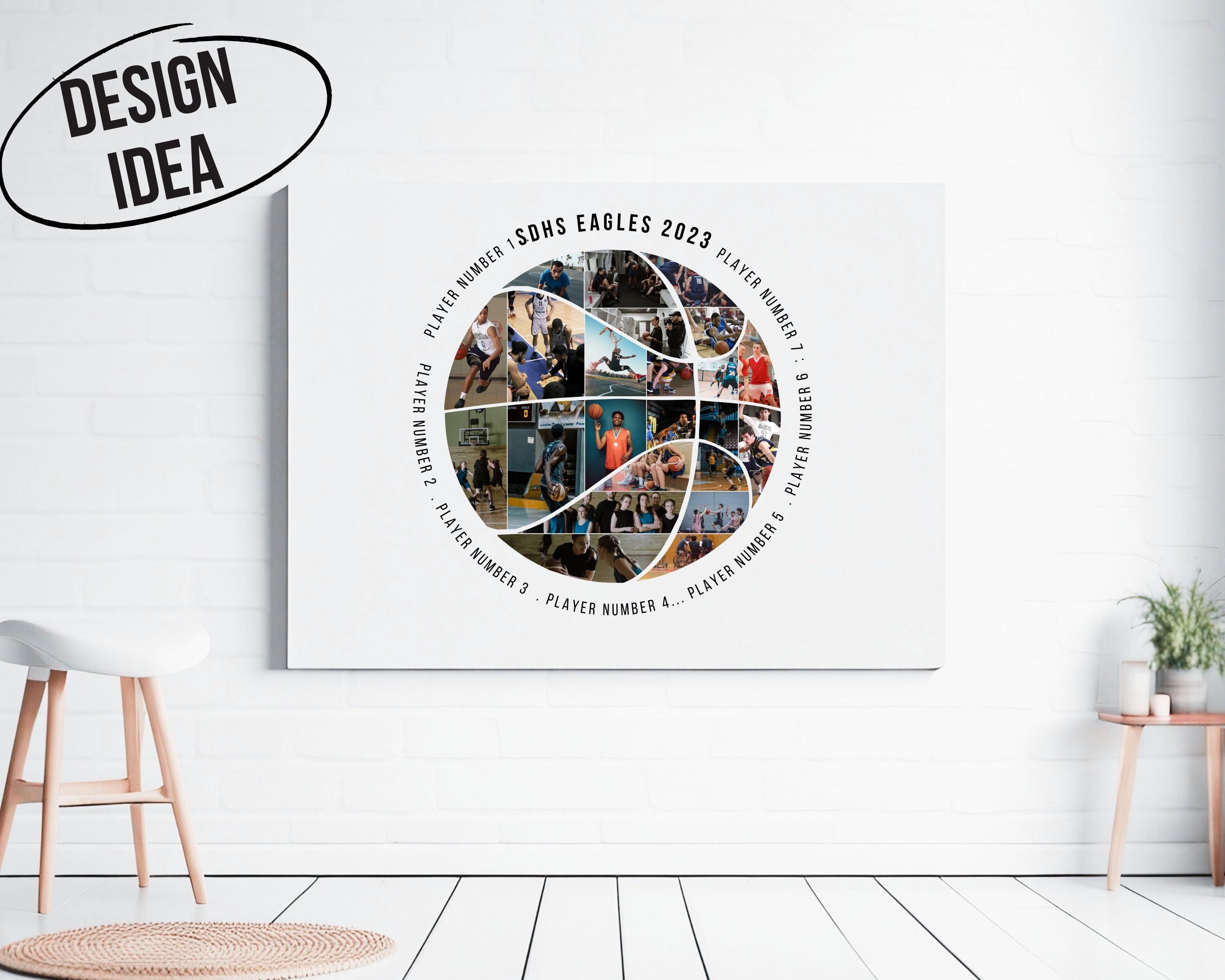 Editable BASKETBALL Photo Collage Frame Canva TEMPLATE Sports Team ...
