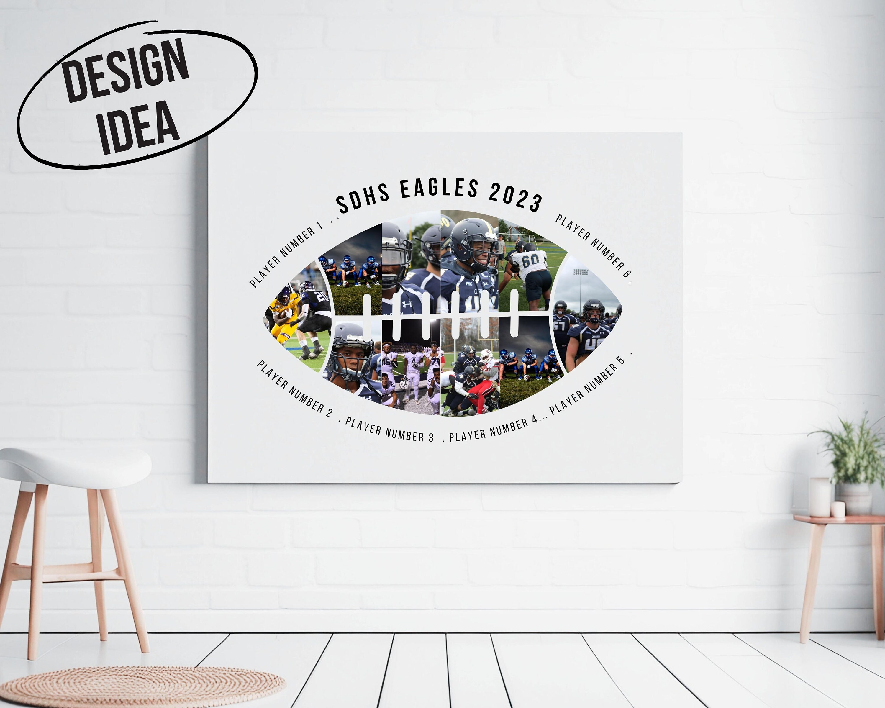FOOTBALL Frame Photo Collage Canva TEMPLATE Sports Team Poster Banner ...