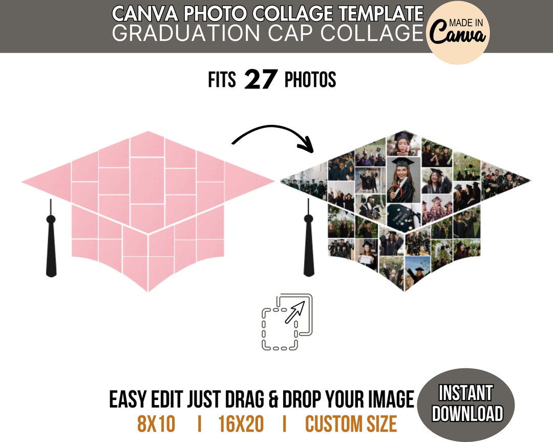 Graduation CAP Photo COLLAGE Design Project Poster Class Portrait for ...