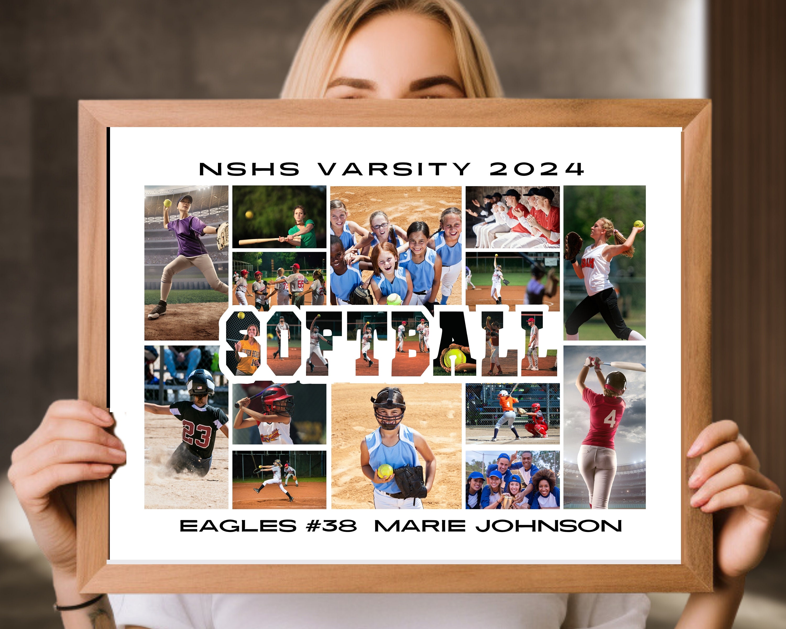 Editable 22-photo SOFTBALL Collage Canva TEMPLATE Sports Team Poster ...