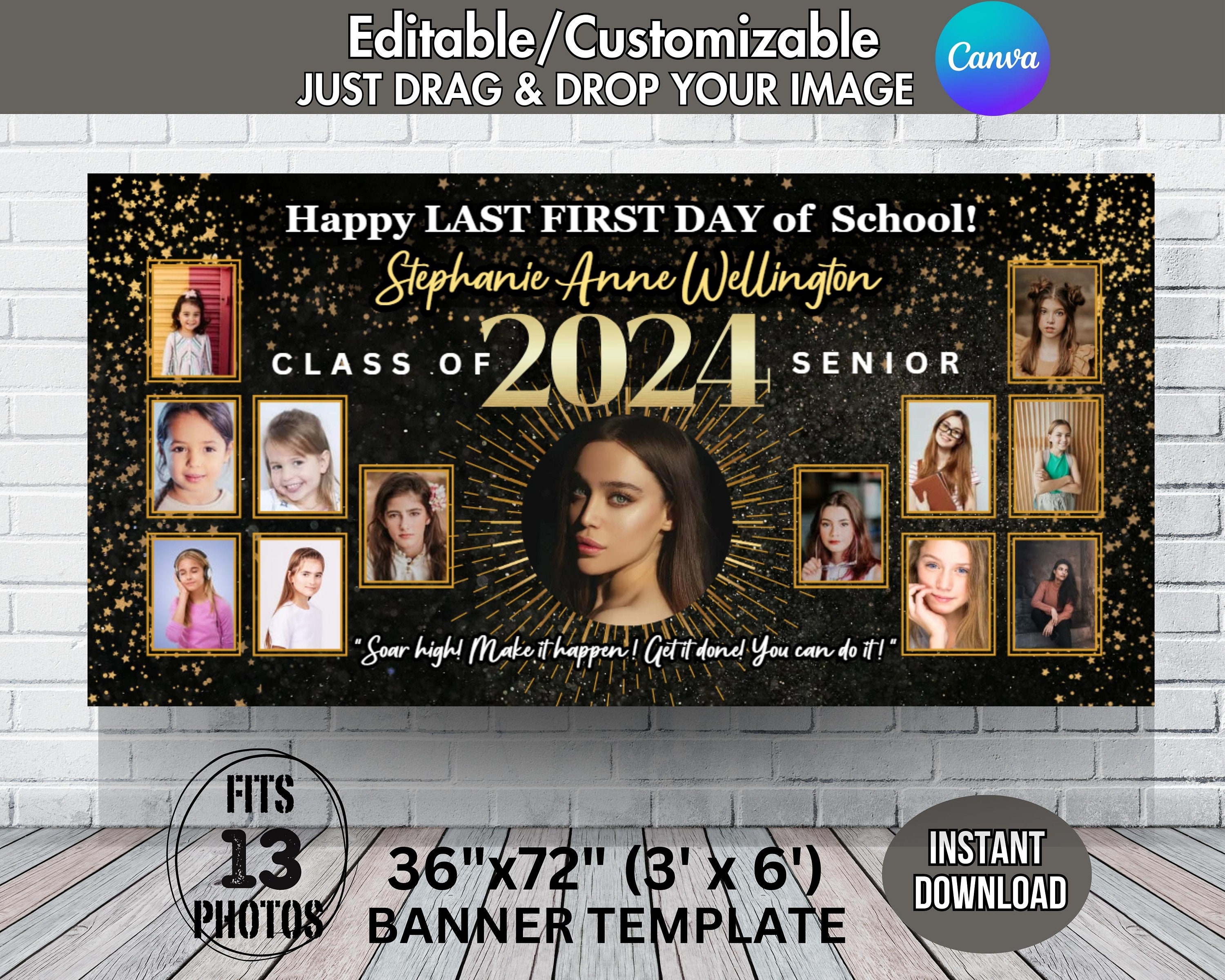 3'x6' Editable BANNER Photo Collage TEMPLATE Senior Class 2024 ...