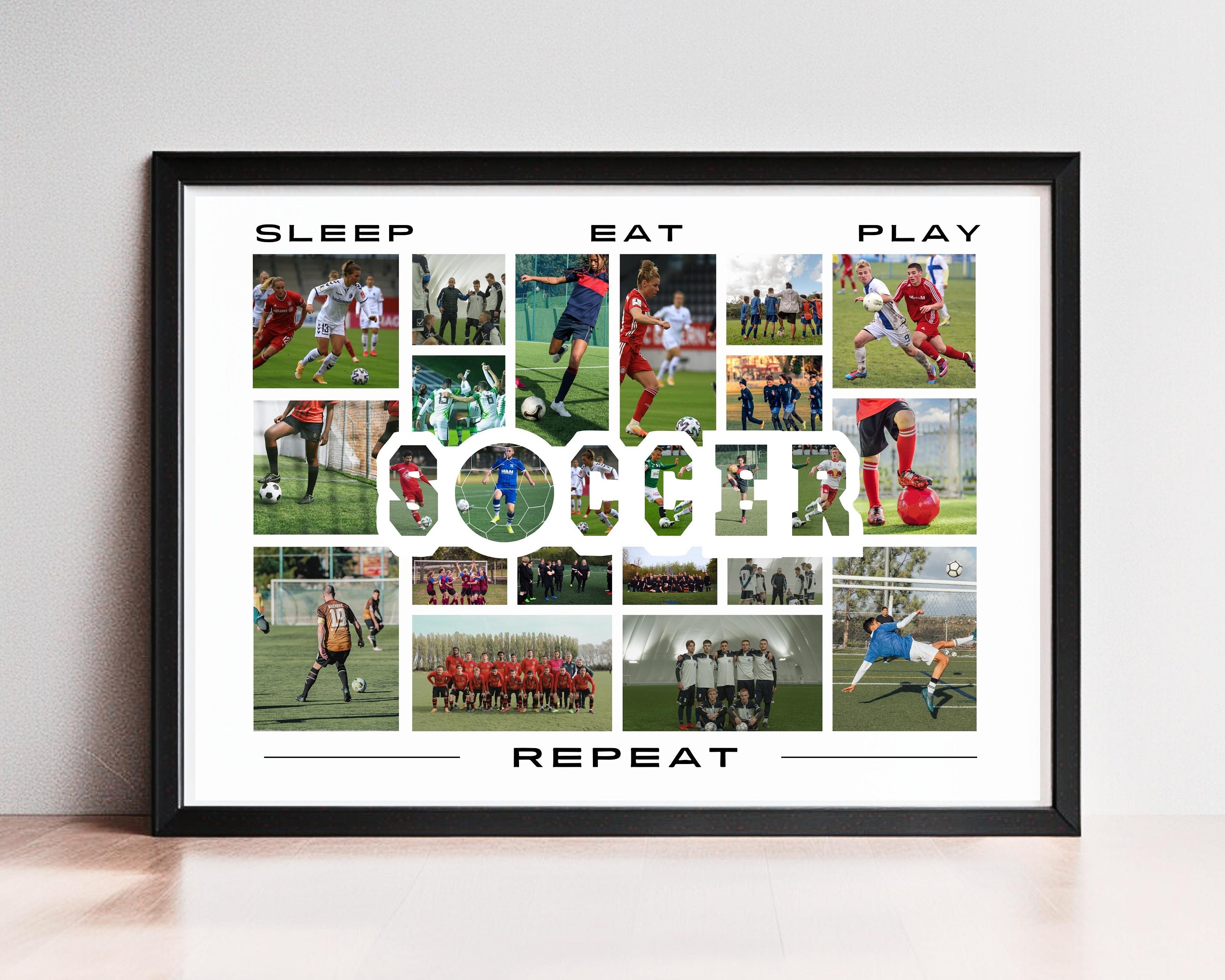 Editable 24-photo SOCCER Word Collage Canva TEMPLATE Sports Team Poster ...