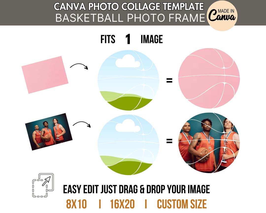 BASKETBALL Photo Frame TEMPLATE Sports Design Team Poster Banner Sign ...