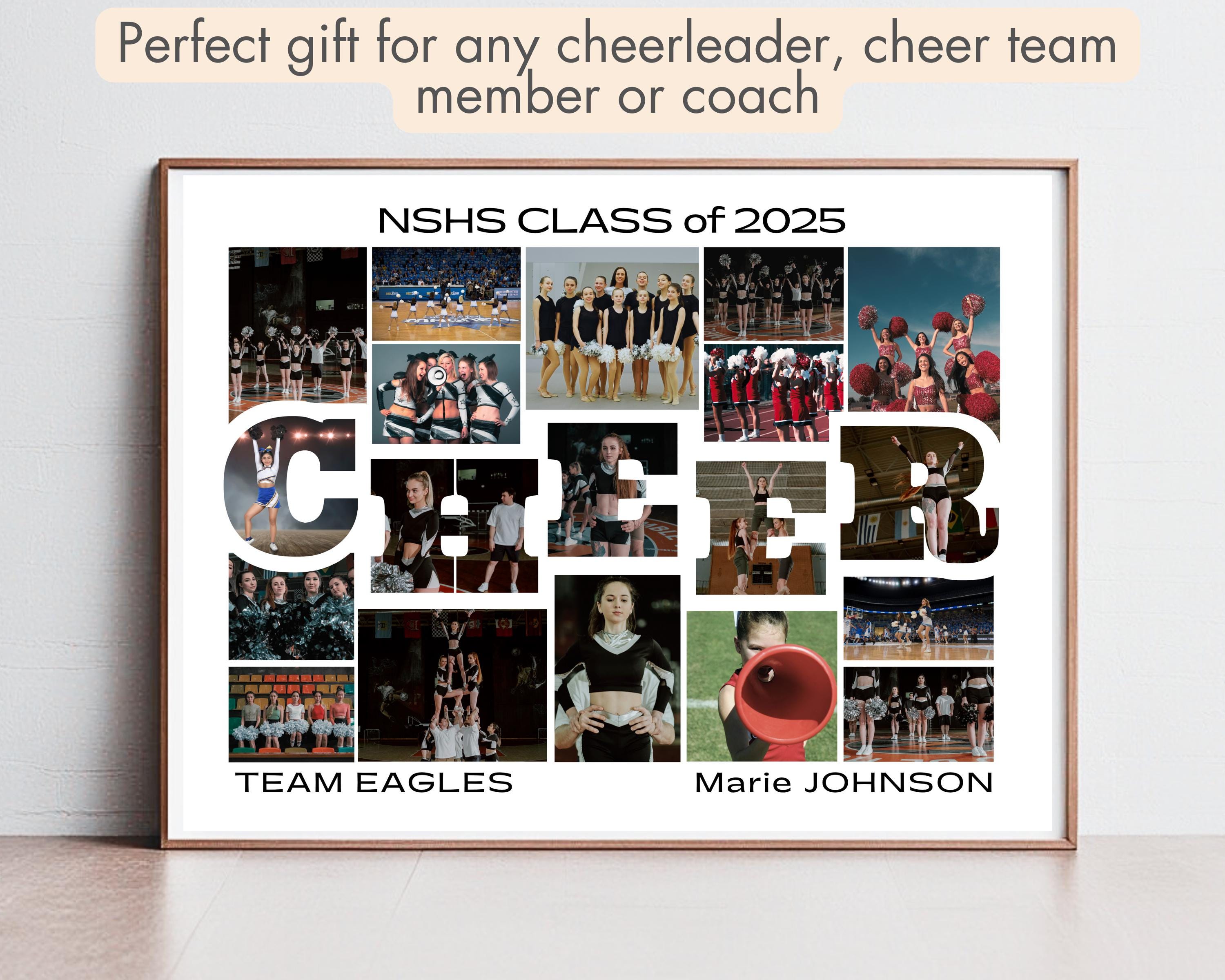 2-editable CHEER Word Photo Collage Canva TEMPLATE Sports Team Poster ...