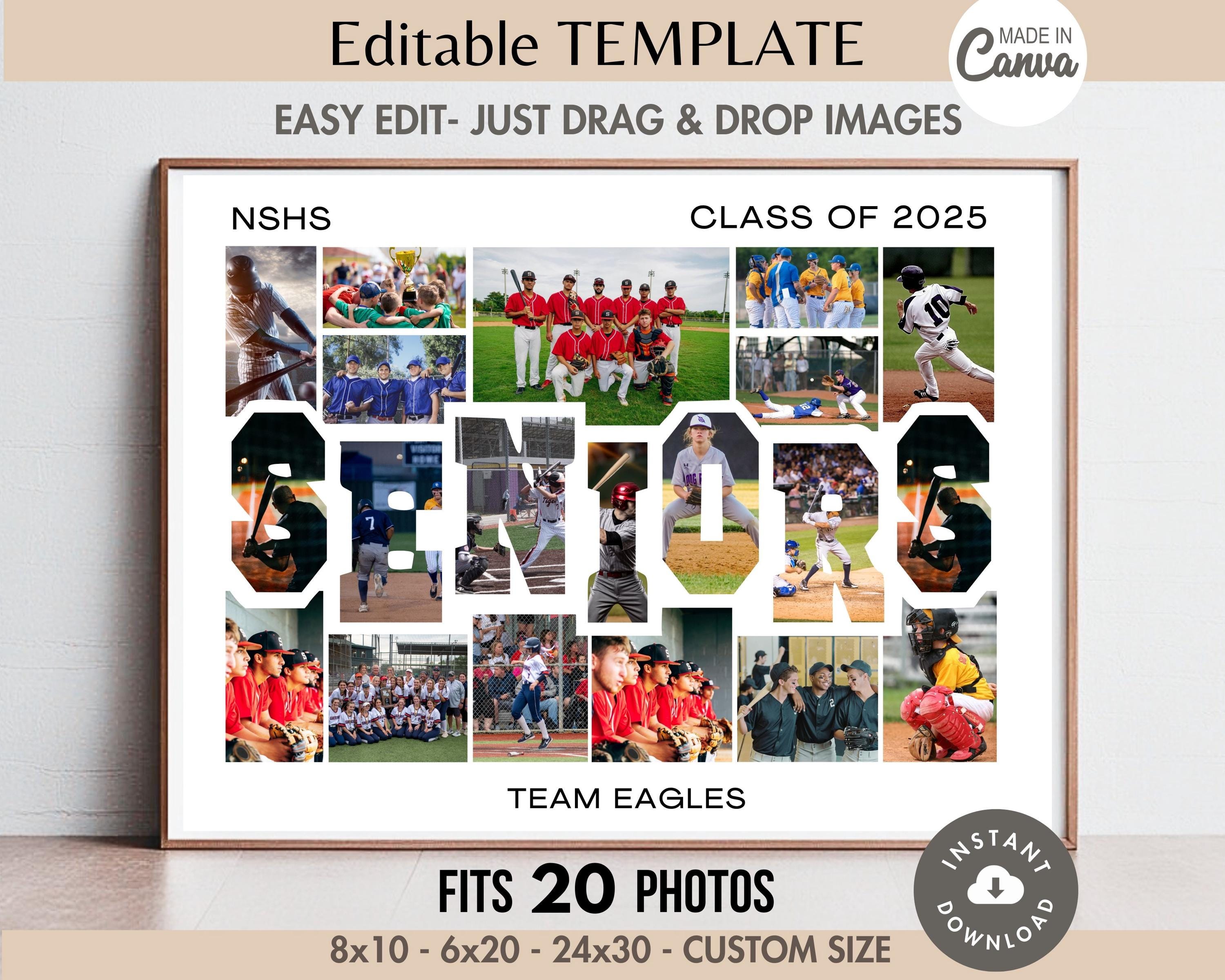 Editable SENIORS Photo Collage Word Frame Canva TEMPLATE, Custom ...