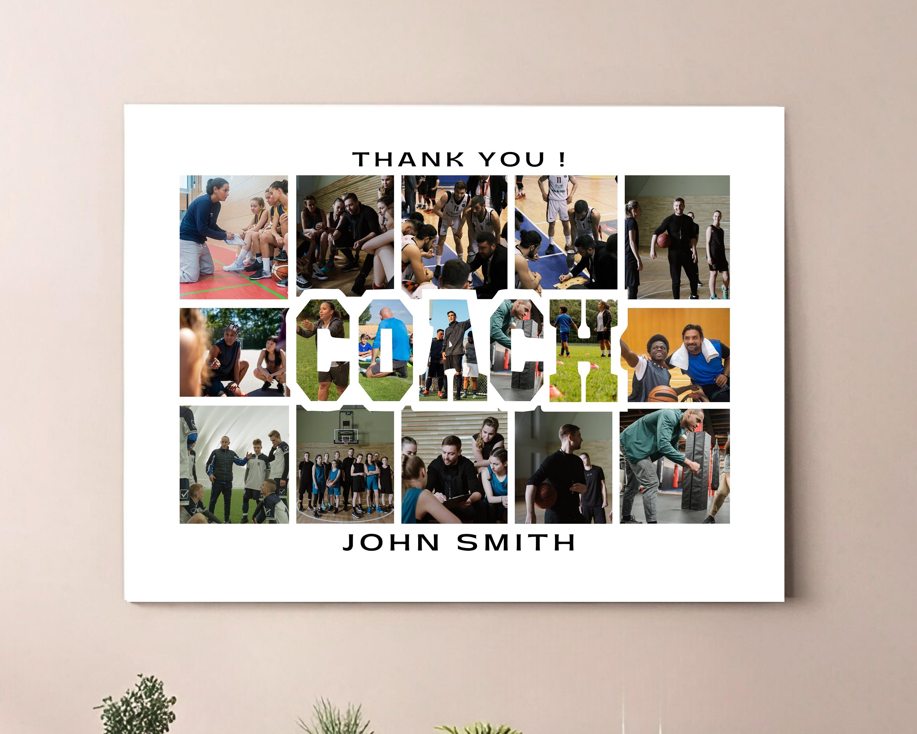 Editable 17-photo COACH Collage Canva TEMPLATE Sports Team Game Poster ...