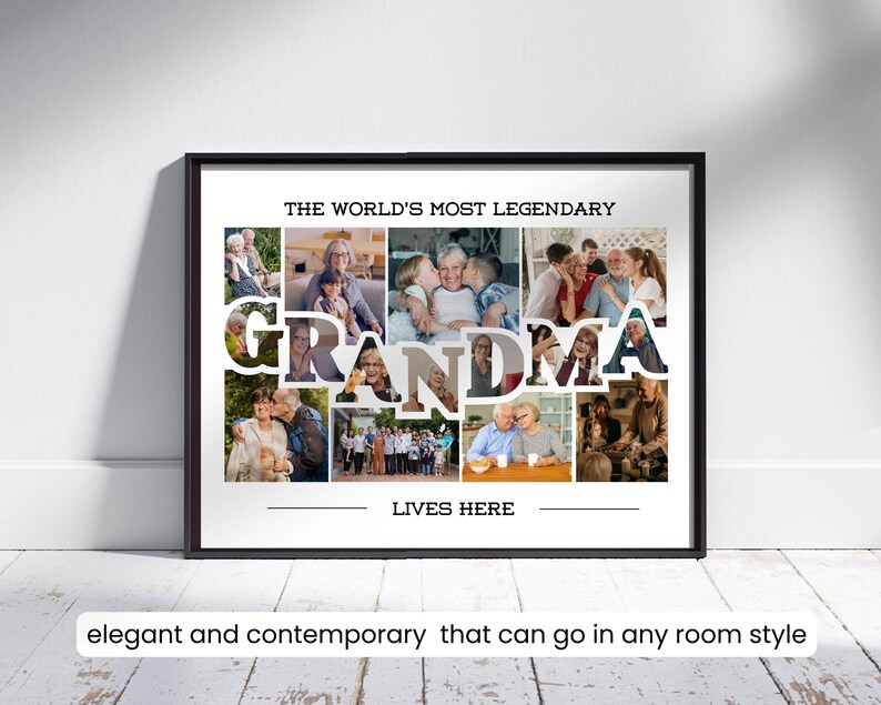 Editable GRANDMA Word Frame Photo Collage Canva TEMPLATE Personalized ...