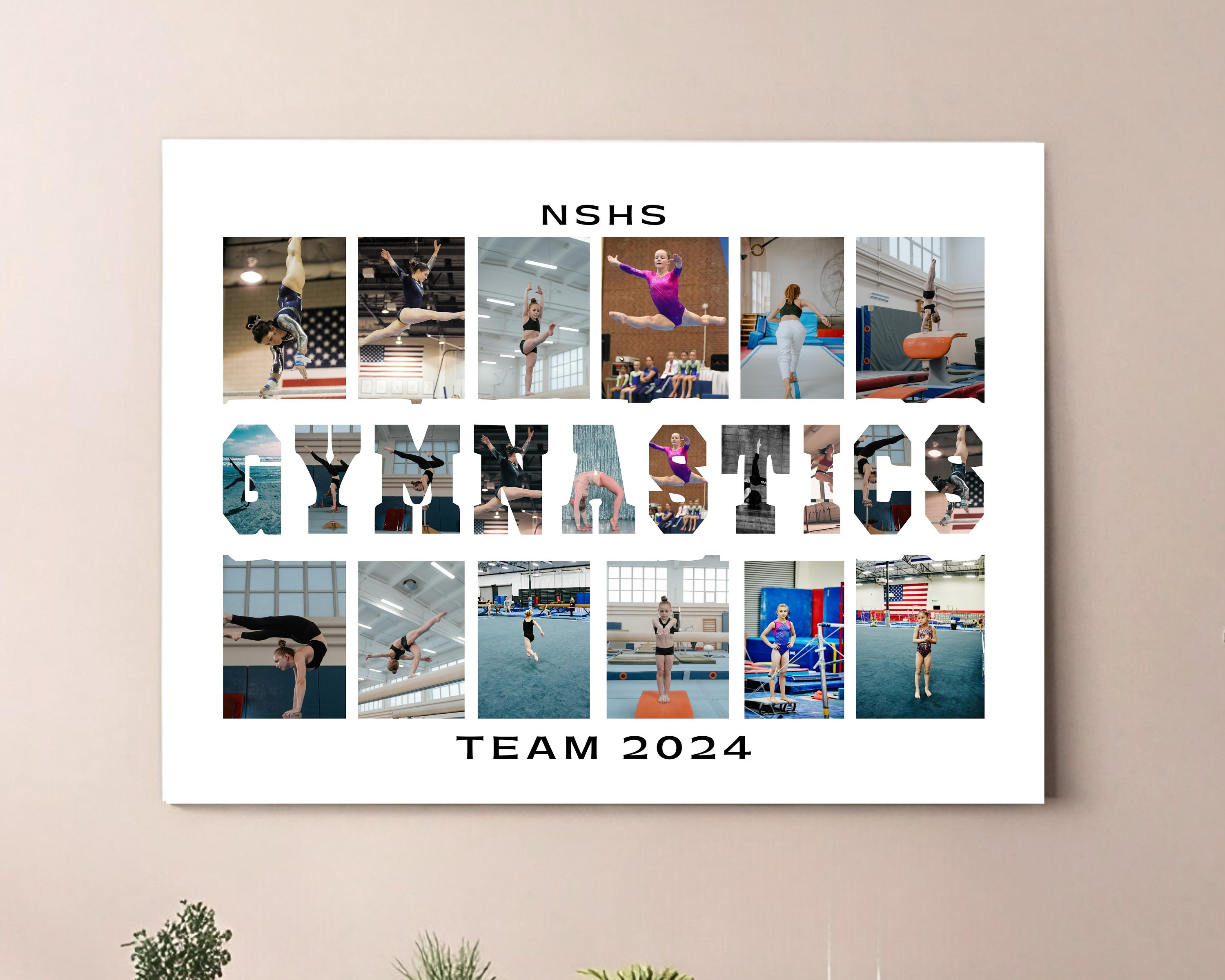Editable 22-photo GYMNASTICS Collage Canva TEMPLATE Sports Team Poster ...