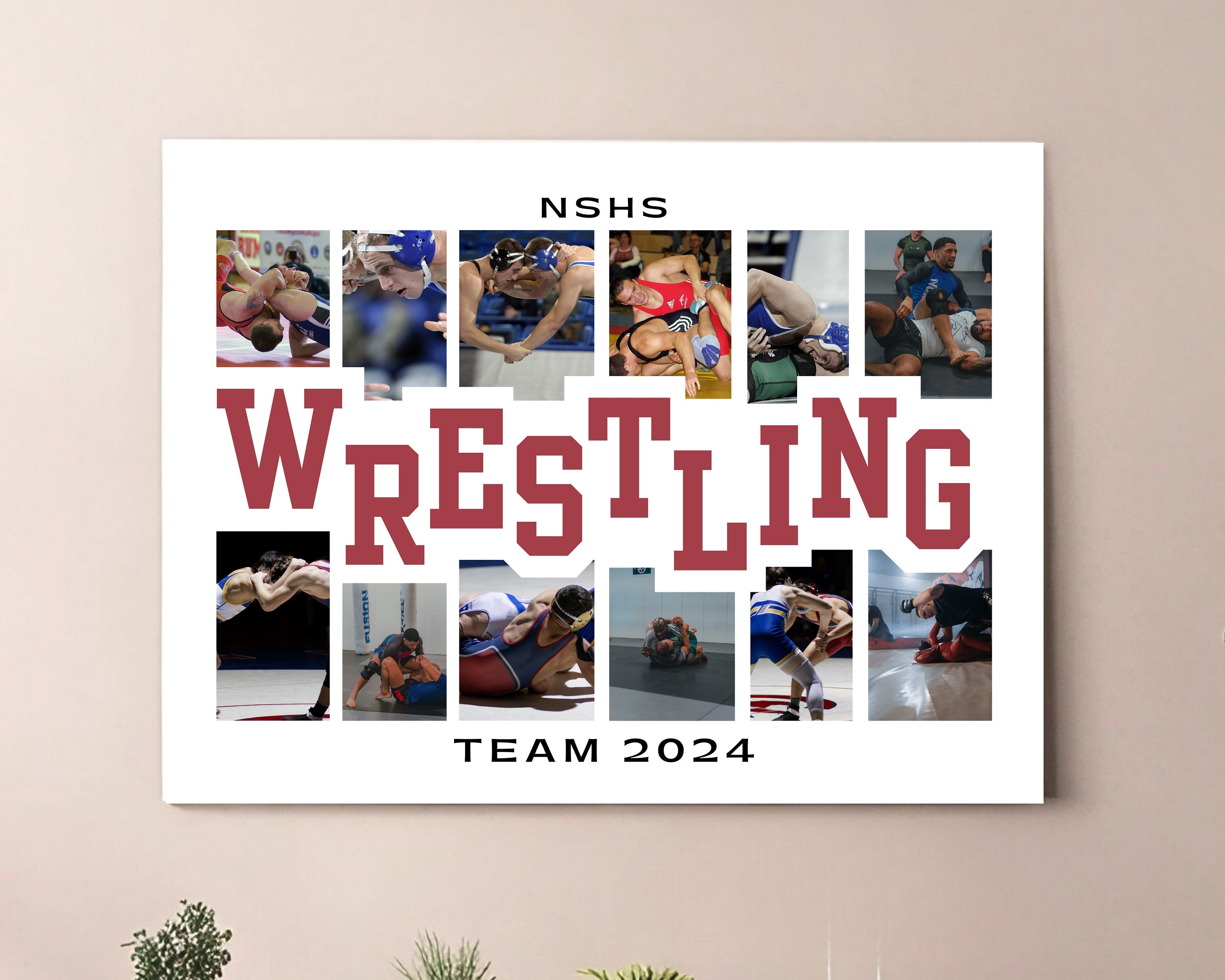 Editable 12-photo WRESTLING Collage Canva TEMPLATE Varsity Sports Team ...