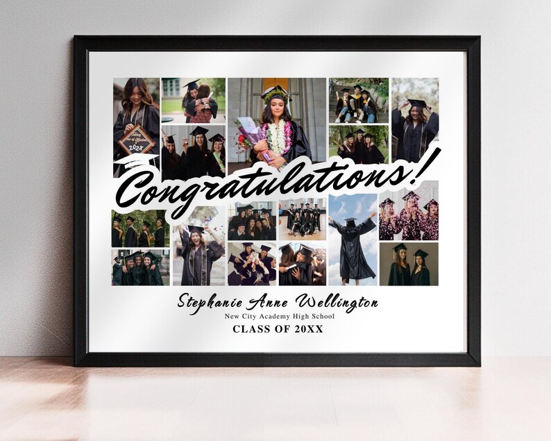 Editable CONGRATULATIONS Graduate Photo Collage Frame TEMPLATE ...