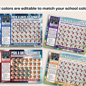 Editable FOOTBALL Fundraising Calendar Canva TEMPLATES, Printable Fill ...