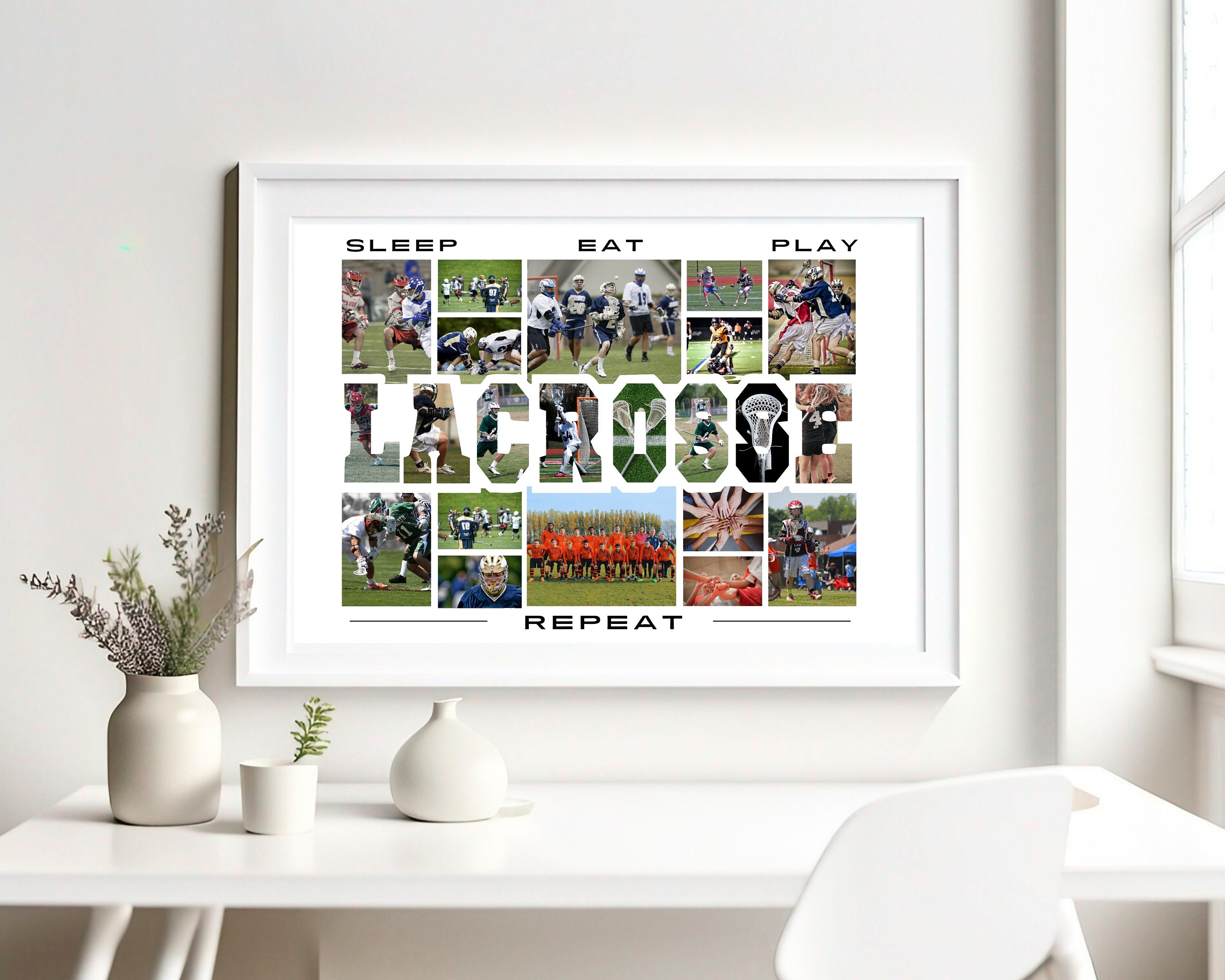Editable 22-photo LACROSSE Word Collage Canva TEMPLATE Sports Team ...
