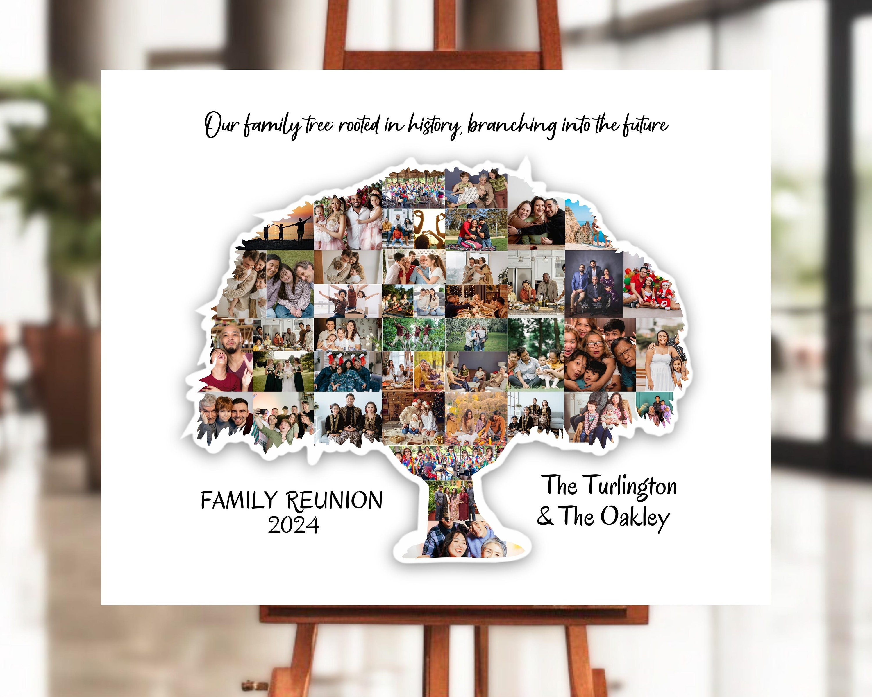 45-photo Family Tree Collage Portrait Gift Printable Wall Art - Etsy