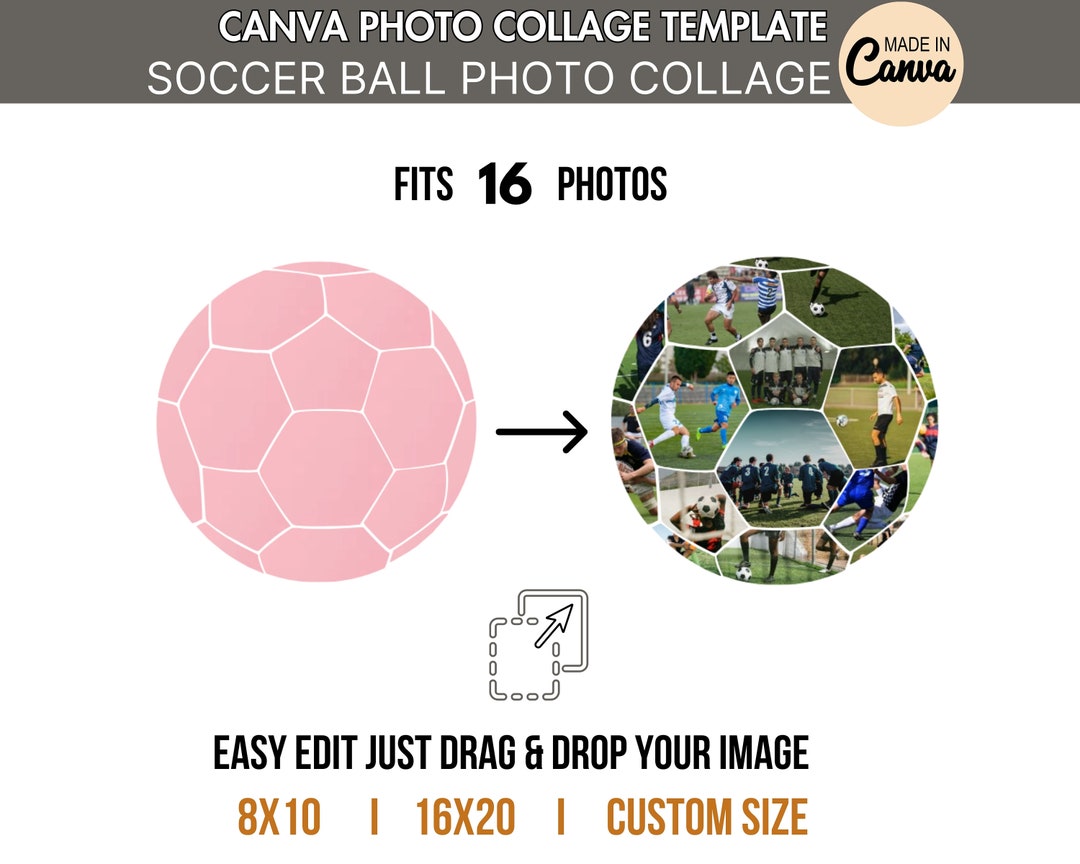SOCCER Ball Photo COLLAGE Canva Template Sports Design Football Team ...